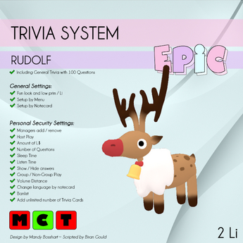 Second Life Marketplace - [EPIC Trivia System] Rudolf (ADD ME)